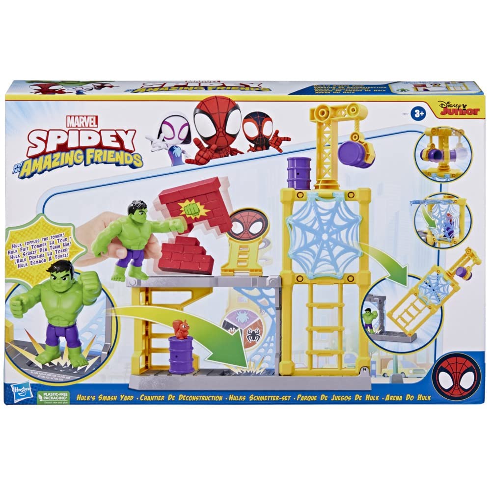 Spidey and His Amazing Friends Hulk’s Smash Yard Preschool Toy, Hulk Playset with Toppling Tower and Smash Wall, Kids Ages 3 and Up (Amazon Exclusive)