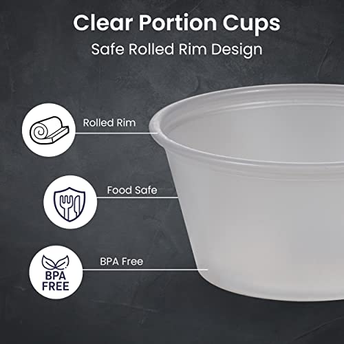 Fit Meal Prep [250 Pack] 2 oz BPA Free Plastic Portion Cup - Disposable Jello Shots Sauce Condiment Souffle Dressing Mini Containers, Cups No Lids