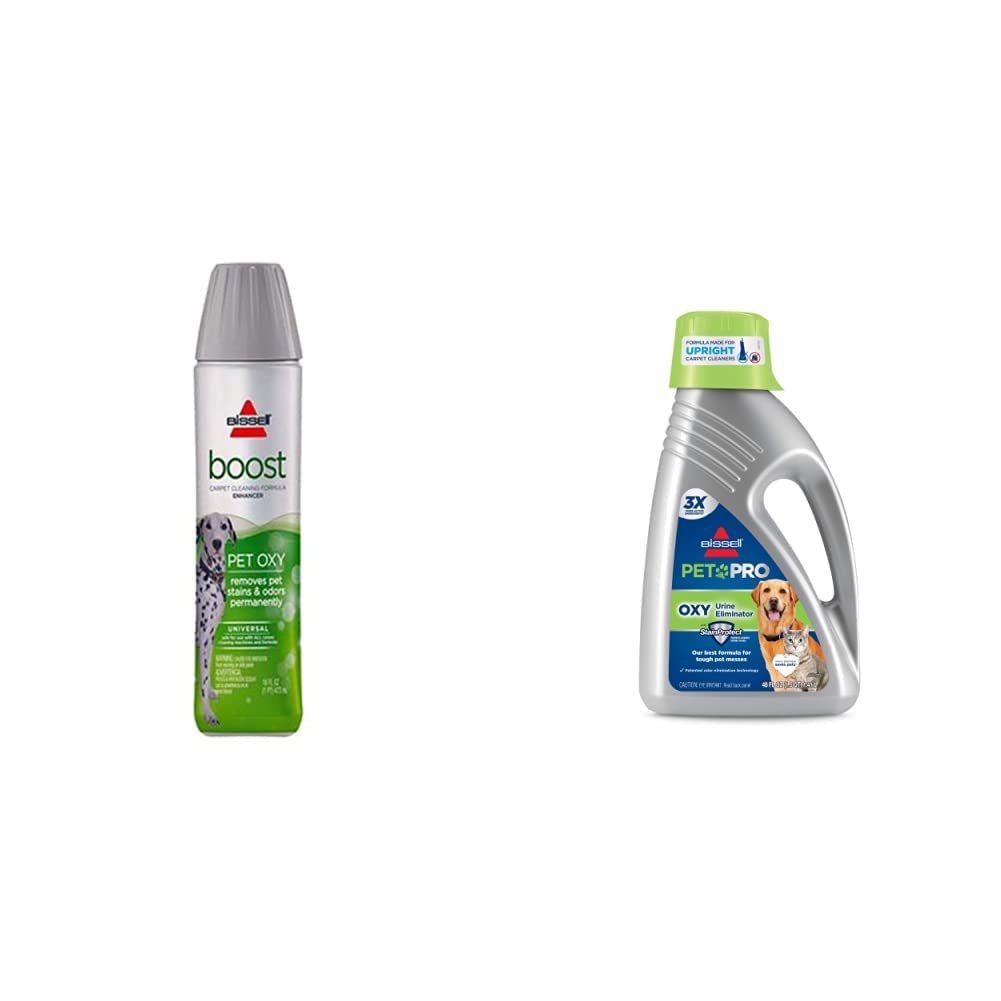 Bissell 16131 Pet Boost Oxy Formula for Cleaning Carpets, (Package May Vary) & Professional Pet Urine Eliminator + Oxy Carpet Cleaning Formula, 48 oz, 1990, 48 Ounce
