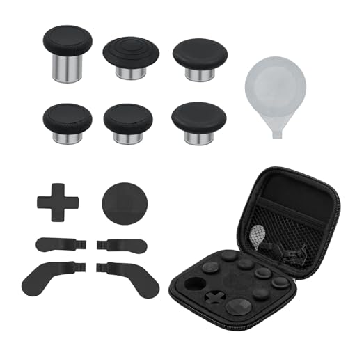 Mcbazel 13 in 1 Metal 6 Swap Thumbsticks Joysticks, 4 Trigger Paddles, 2 D-pads with Adjustment Tool and Carry Case for Xbox One Elite Series 2 Controller - Black
