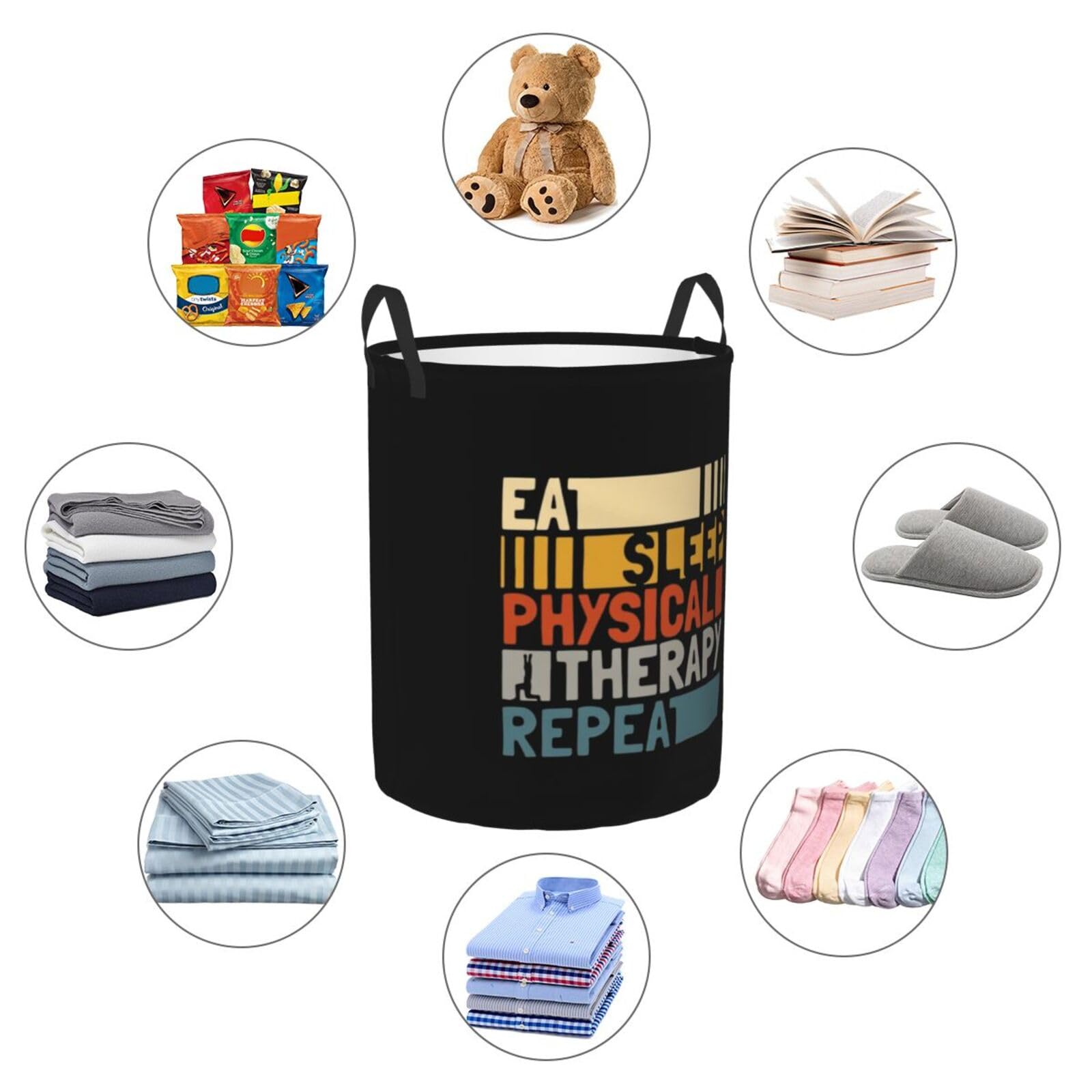 Eat Sleep Physical Therapy Laundry Basket Circular Portable Storage Box Organizer Laundry Basket Portable Laundry Storage Box Laundry Basket