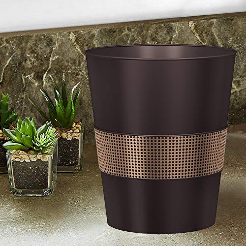 nu steel Nusteel Selma Decorative Steel Small Trash Can Wastebasket, Garbage Container Bin for Bathrooms, Powder Rooms, Kitchens, Home Offices-Copper & Oil Bronze, Large, Oil Rubbed Bronze & Copper