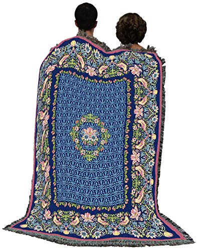 Pure Country Weavers William Morris Strawberry Thief Border Blanket - Arts & Crafts - Gift Tapestry Throw Woven from Cotton - Made in The USA (72x54)