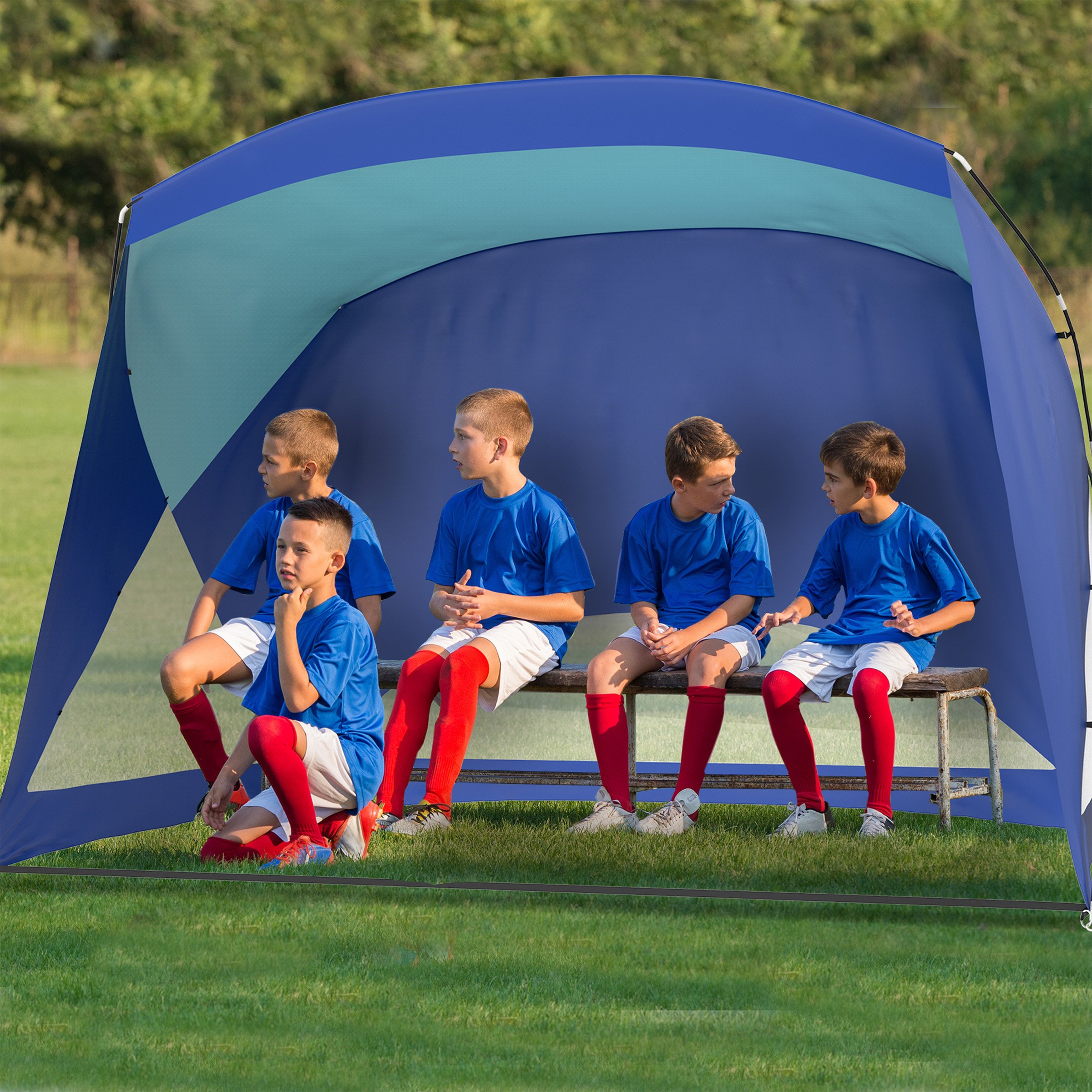 Beach Tent - Sun Shelter for Shade with UV Protection and Water-Resistant Coating for Sports Events and More with Carry Bag by Wakeman Outdoors (Blue)
