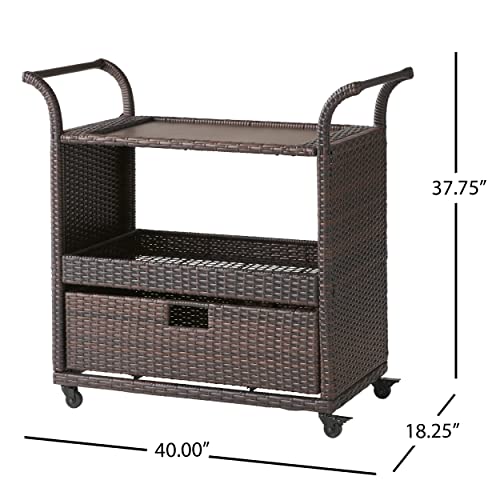 Christopher Knight Home Corona Outdoor Wicker Bar Table Cart, Multibrown