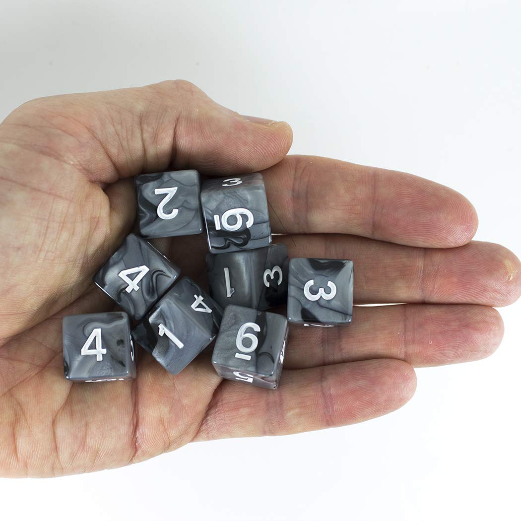 Paladin Roleplaying Gray and Black Dice - 8 D6 Set - 'Claws of Darkness'