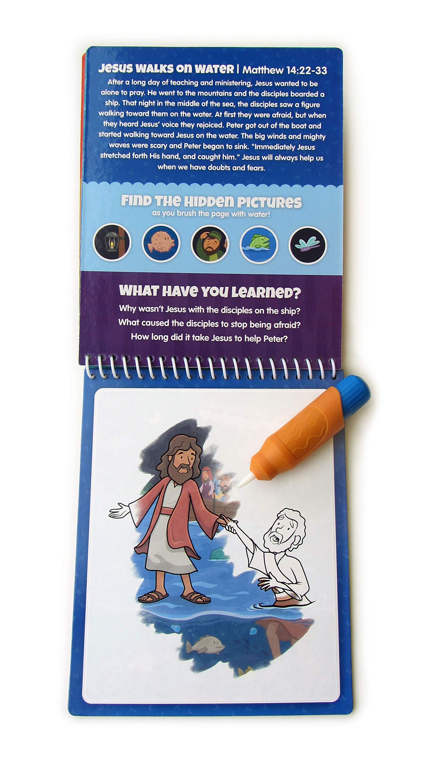 KangaToys Water Reveal Coloring Scripture Book for Kids Ages 3+. New Testament Bible Stories: Preschool, Elementary, Primary, Christian, Religion