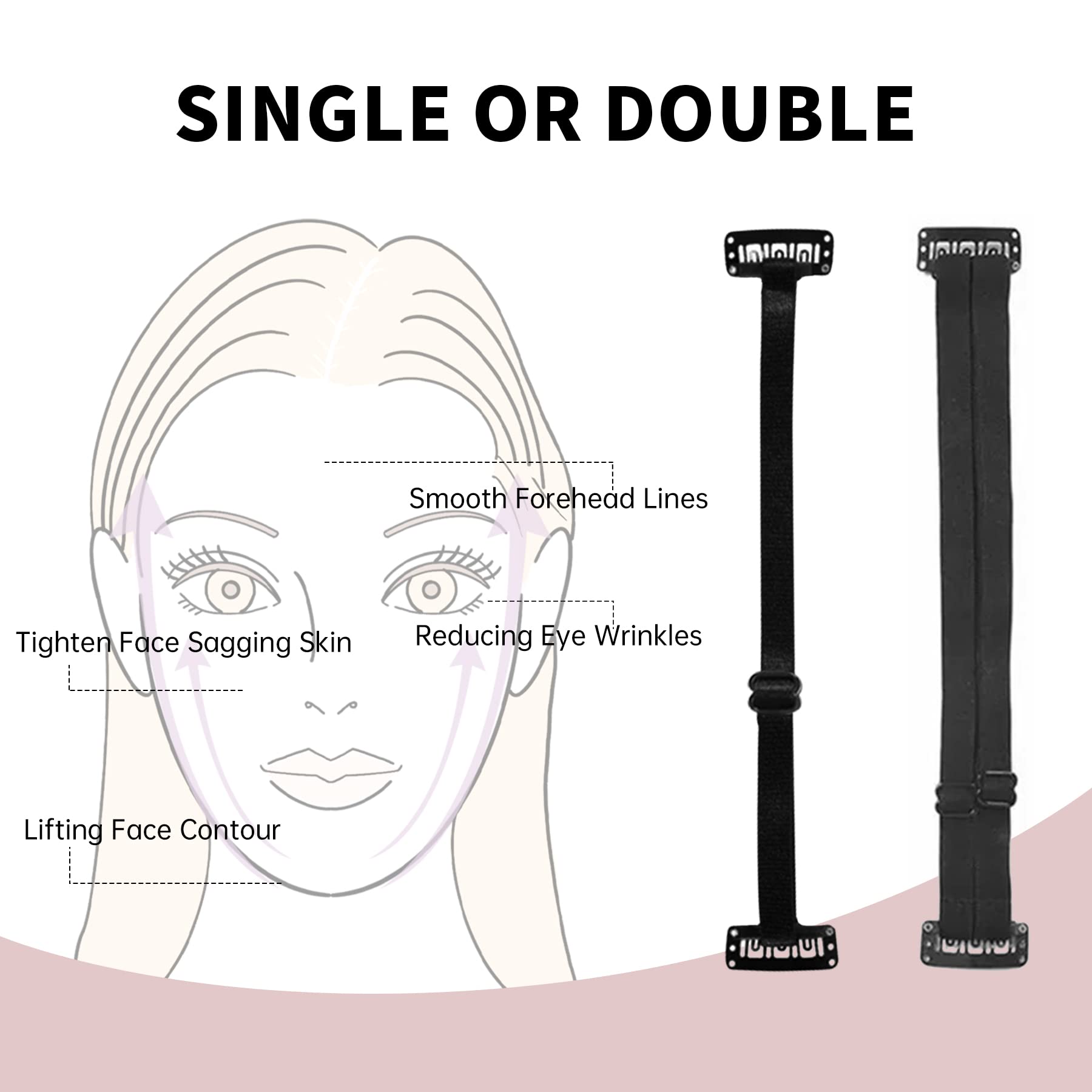 DB11 Facelift Bands with Clips, 4 PCS Reusable Hairpin Facial Lifting Bands Invisible Facelift Patch Straps for Hair, Instantly Remove Eye Fishtail Wrinkles