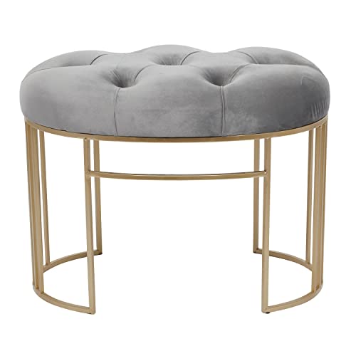 Deco 79 Metal Bench with Velvet Seat, 24" x 17" x 19", Gray