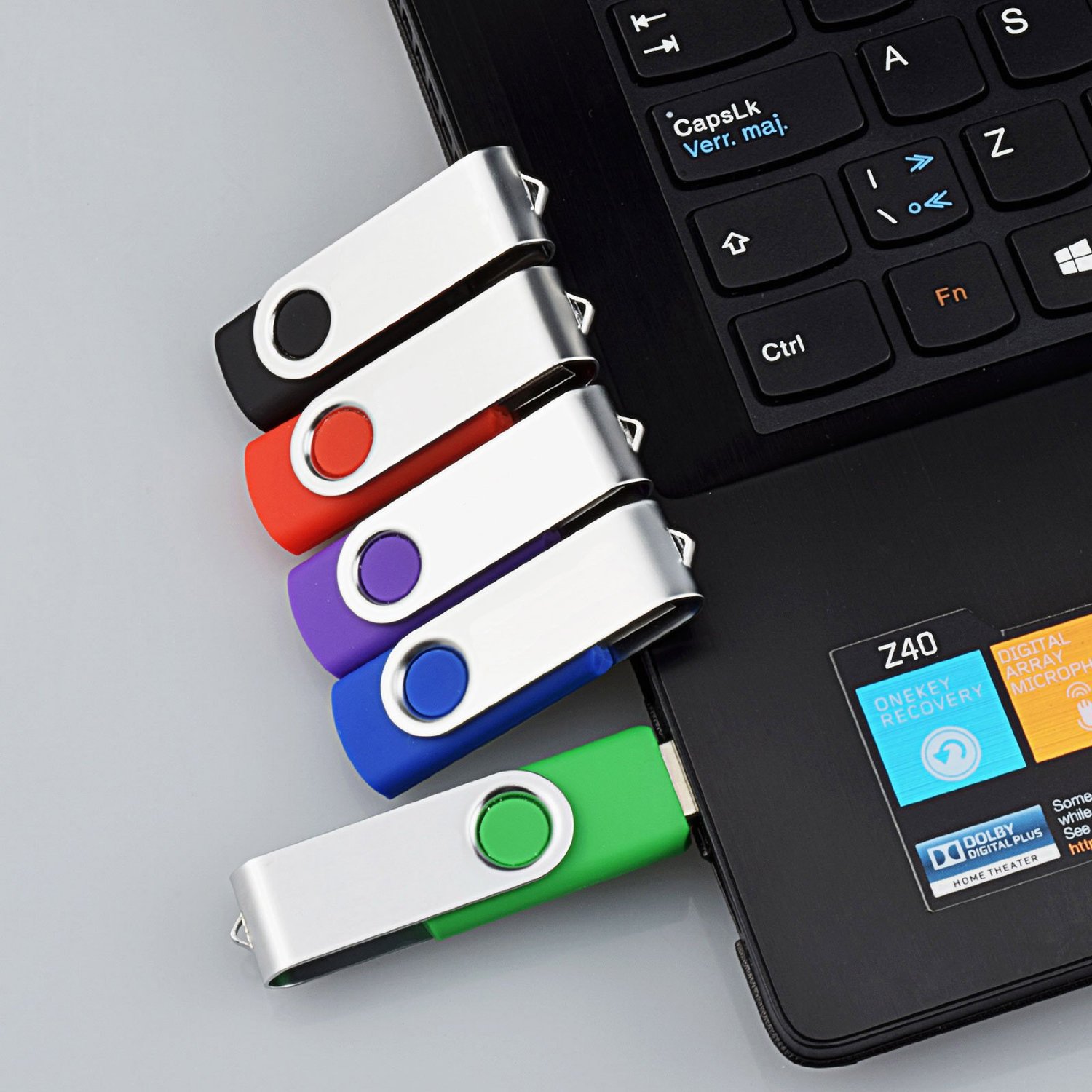 VICFUN Multicolored 16GB Flash Drive 5pcs in Pack USB Flash Drive 2.0(5 Colors: Black Blue Green Purple Red)