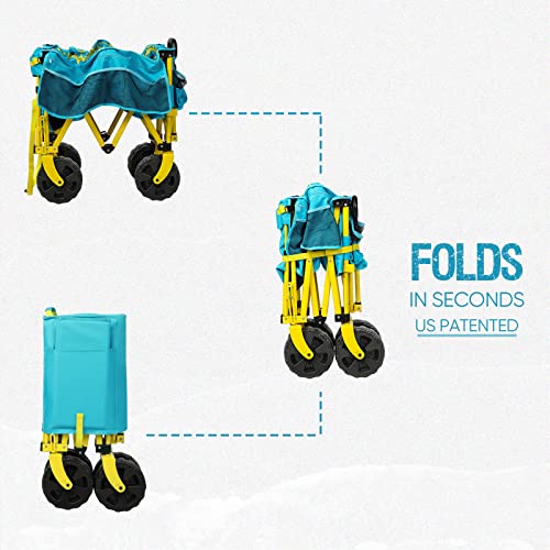 Beach Wagon Cart with Big Wheels, Collapsible Utility Wagon Heavy Duty Folding,Ideal for Outdoor Sand Camping Garden Pet by Old Bahama Bay