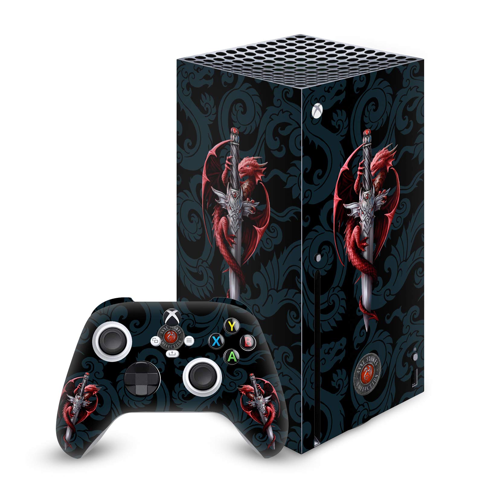 Head Case Designs Officially Licensed Anne Stokes Dragon Dagger Art Mix Vinyl Sticker Gaming Skin Decal Cover Compatible With Xbox Series X Console and Controller Bundle