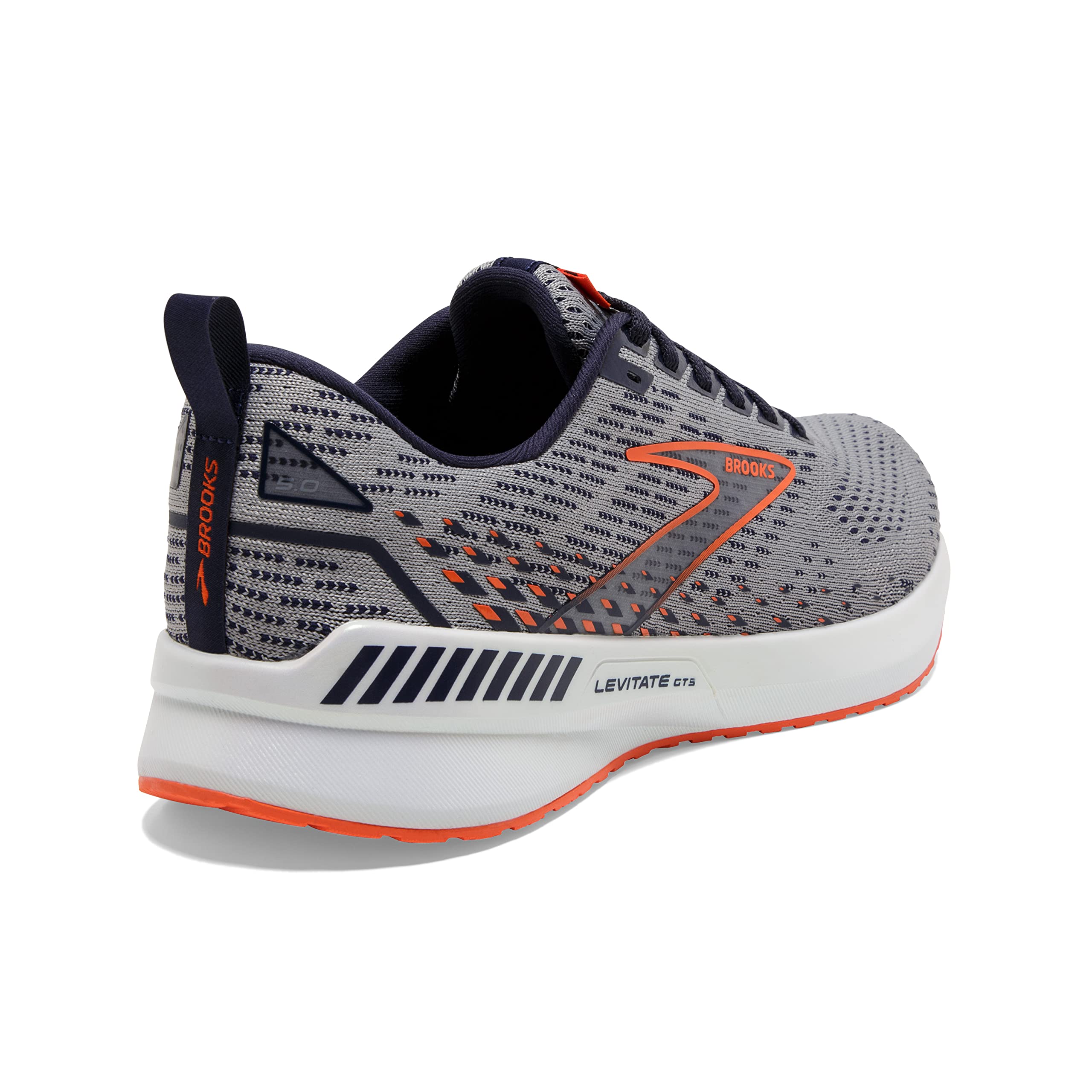Brooks Levitate GTS 5 Men's Supportive Running Shoe - Grey/Peacoat/Flame - 11.5
