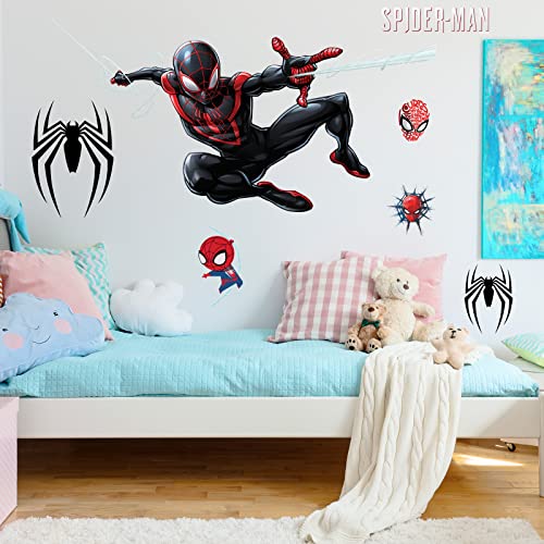 Spiderman Wall Decals Children's Wall Stickers for Kids Bedroom Living Room Playroom Nursery Wall Decoration DIY Assemble Self-Adhesive PVC (15.7 X 23.6 in)