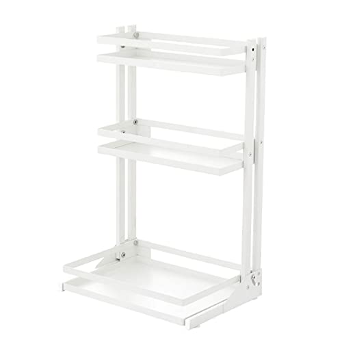 FIZZOQI Stainless Steel Organizer Shelf Foldable Removable Storage Rack Kitchen Living Room Storage Shelf Floor Type Free Installation Punching Organizer Rack