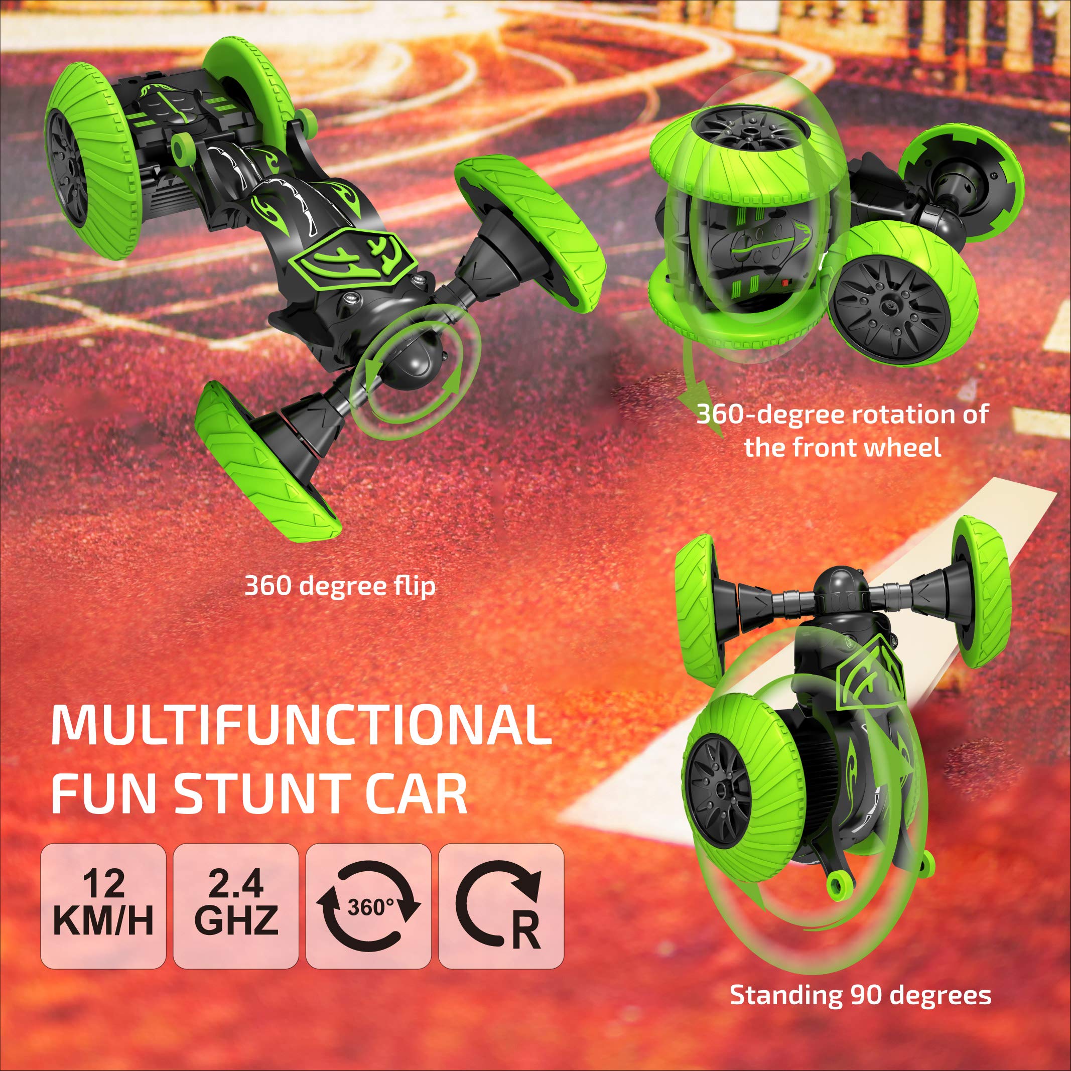PP PICADOR Remote Control Stunt Cars Double Sided 360°Rotating, 2.4 GHZ Remote Control Crawler Toy Gift for Kids Boys Girls, Include Battery