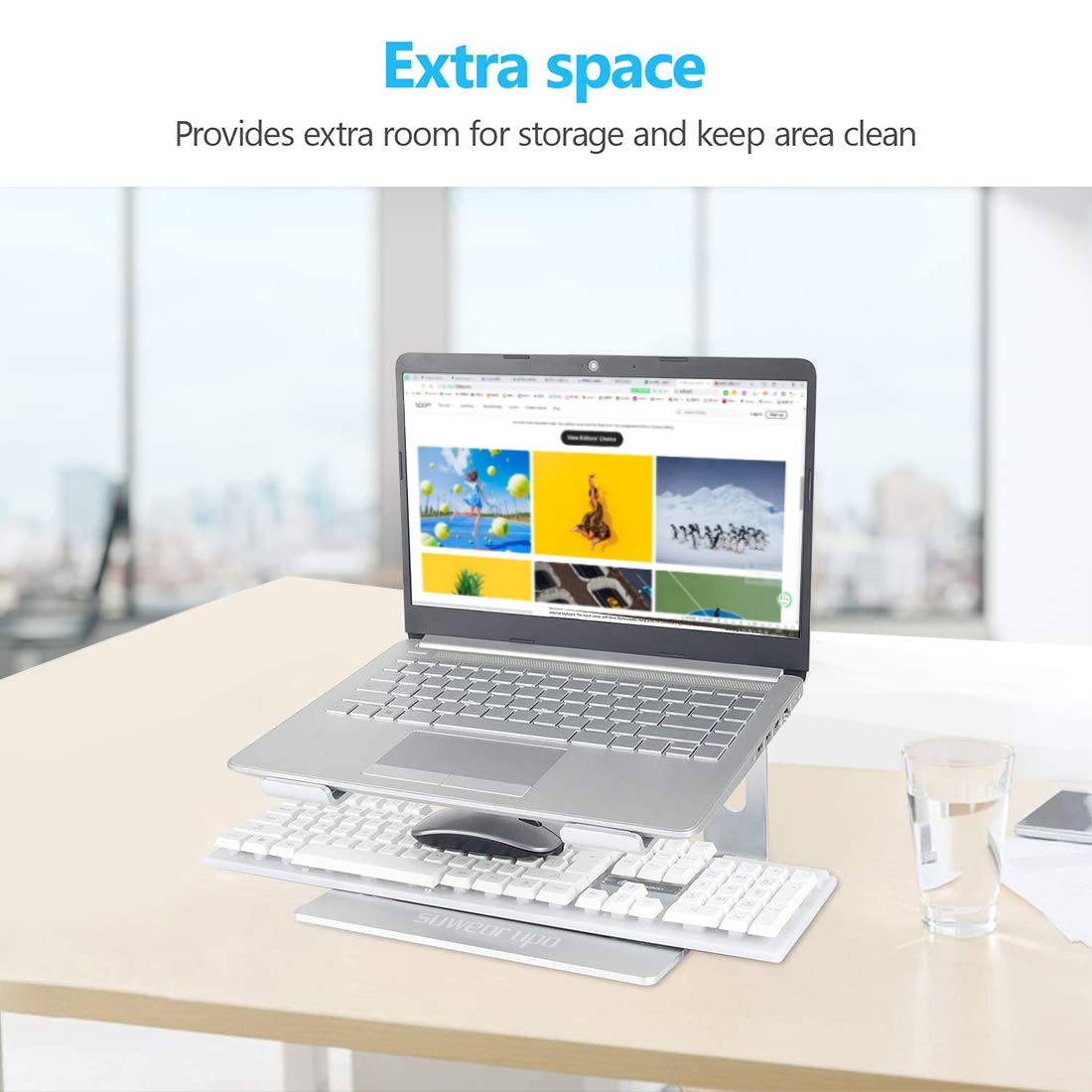 Banshou Aluminum Laptop Stand for Desk Compatible with Mac MacBook Pro Air Apple Notebook, Detachable Portable Holder Ergonomic Elevator Metal Riser for 10-17 inch (Silver-2)