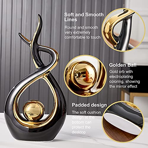 FJS Home Decor Modern Art Ceramic Statue Table Decorations for Living Room Dining Room Coffee Table Centerpiece Shelf Decor - Great Gift Idea 12.2" High (Black, Large)