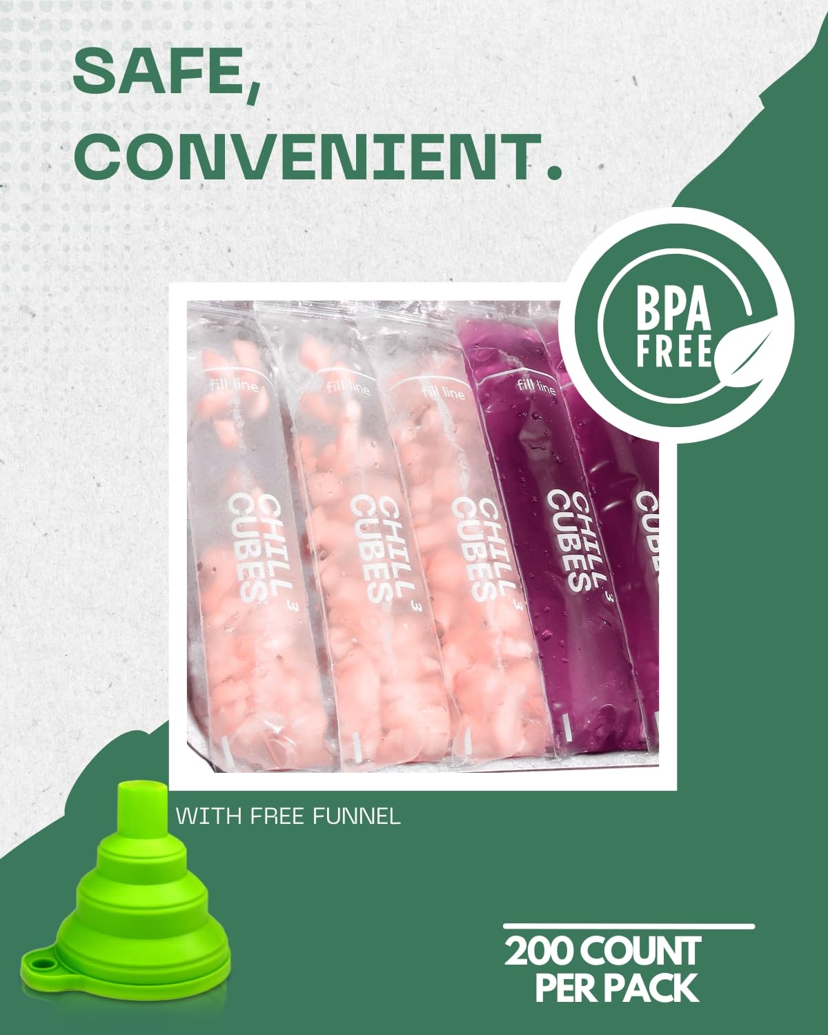 CHILL³CUBES 200 Disposable Popsicle Mold Bags - Easy Fill & Zip Seal, Popsicle Sleeves Bags for DIY Frozen Treats, Parties & More - BPA-Free