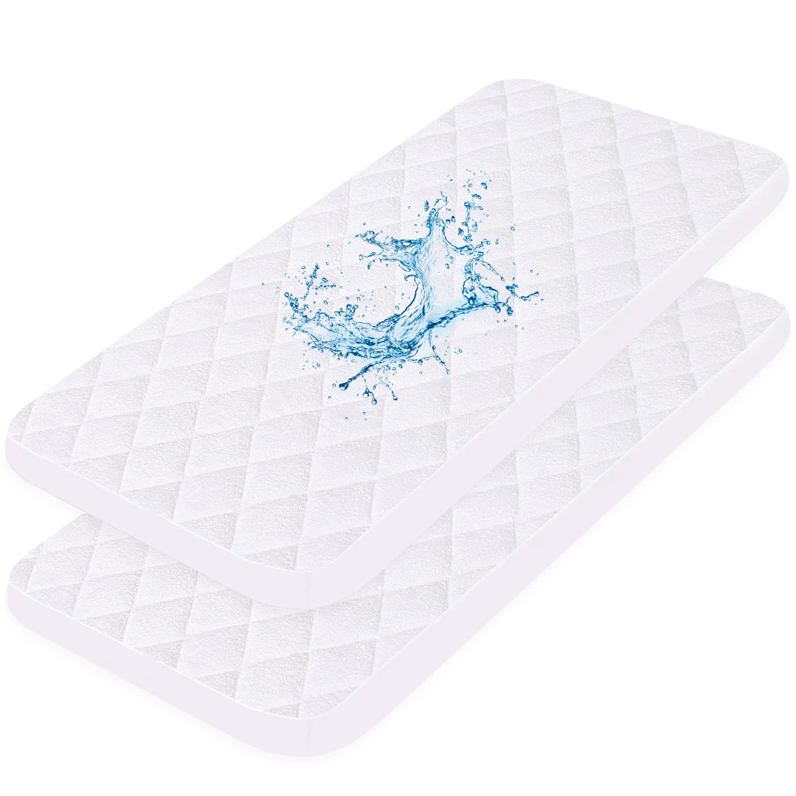 Changing Pad Liner 5 Count, Waterproof Larger Changing Pad Cover 28" X 15", Cotton Terry (Solid Improved Thickness) / Waterproof Bassinet & Bedside Sleeper Mattress Pad Cover, Multiple Sizes, 2 Pack
