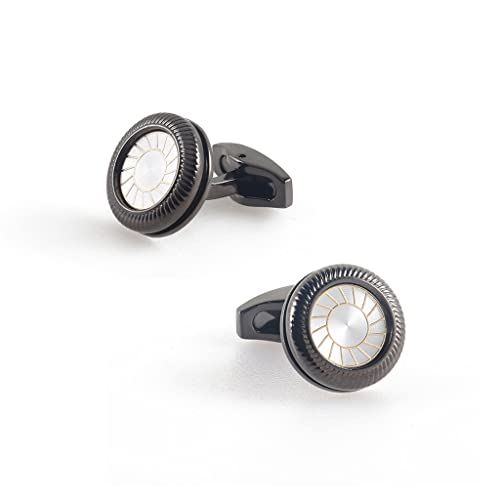 Black CD Piece Accessories Metal Cufflinks Men's French Alloy Brass Cufflinks (Color : A, Size : One Size) (A One Size)