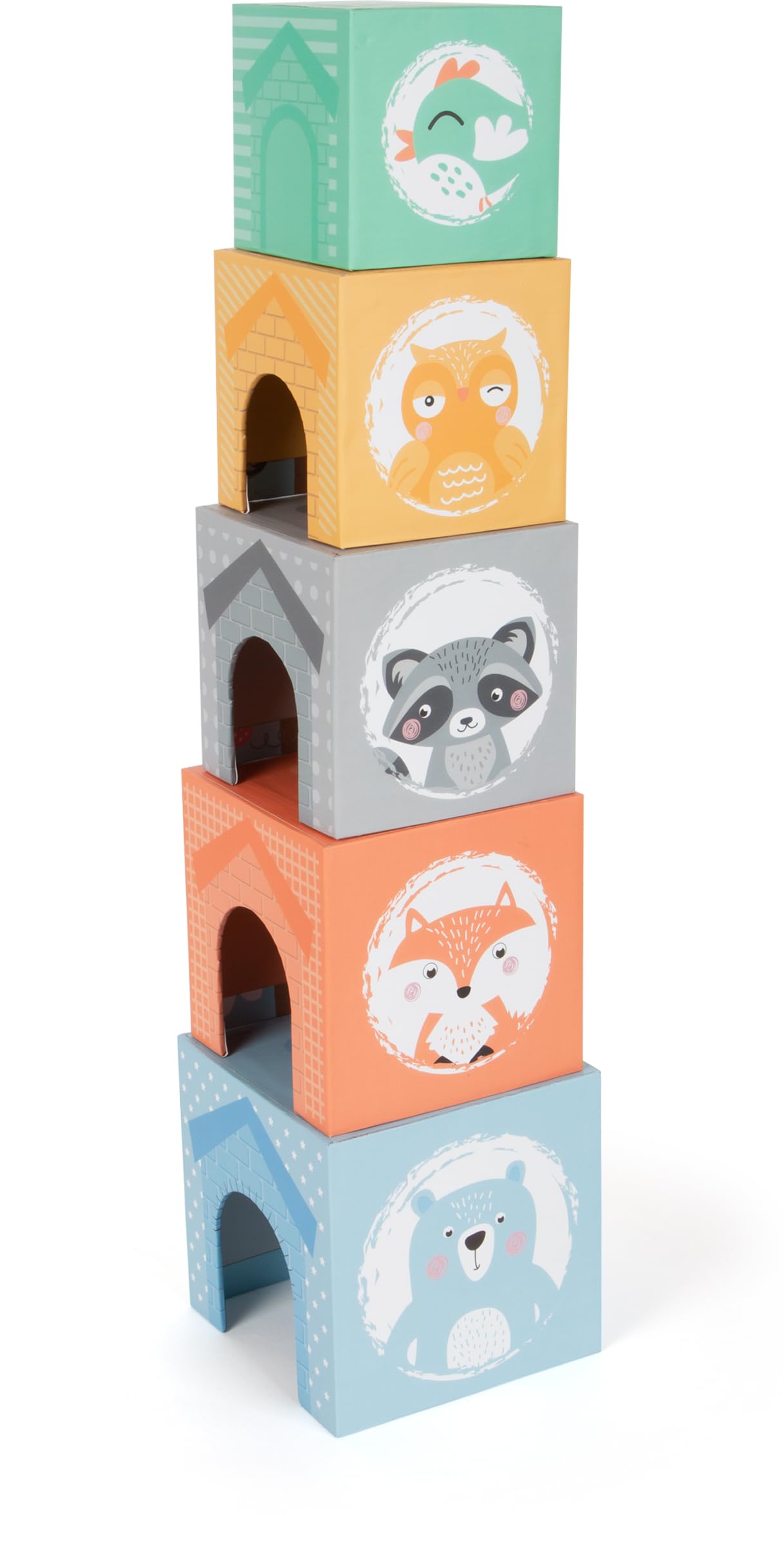 Pastel Animals Stacking Tower by Small Foot – Nesting and Stacking Cups – Building Blocks Develop Fine Motor Skills – Classic 10 Piece Educational Game for Toddlers – Ages 12+ Months