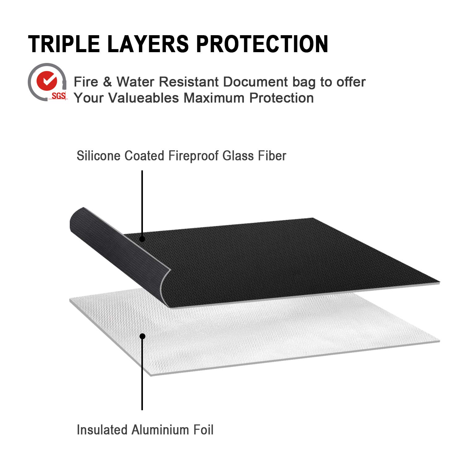 BALAPERI Extra Large Fireproof Document Bag with Money Bag, 17” x 12” x 5.8” File Organizer Bags, Fireproof Important Document Organizer with Shoulder Strap, Portable Filing Storage for Legal Files