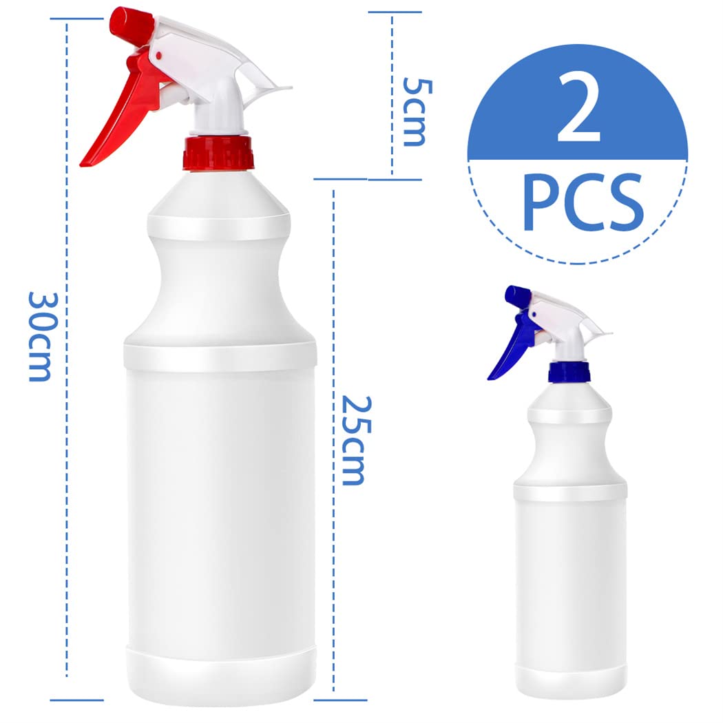 CUNQN Spray Bottle Plastic Spray Bottle Spray Bottles Plastic Spraying Water Bottle 1000ml Empty Spray Bottle Cleaning with Adjustable Nozzle Trigger Sprayer for Housekeeping Office Plants Hair 2PCS