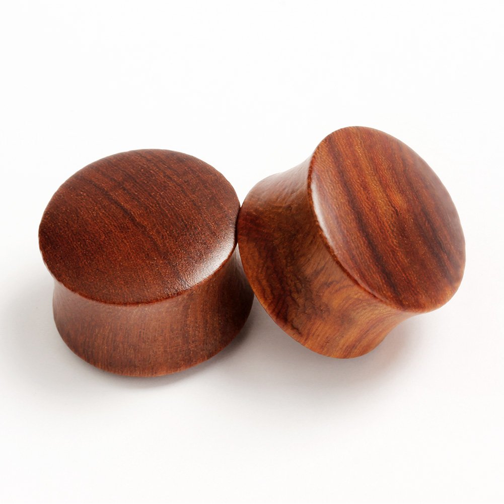 KUBOOZ(4 Pairs set Nature Sandalwood Ebony Ear Plugs Tunnels Gauges Stretcher Piercings 00g