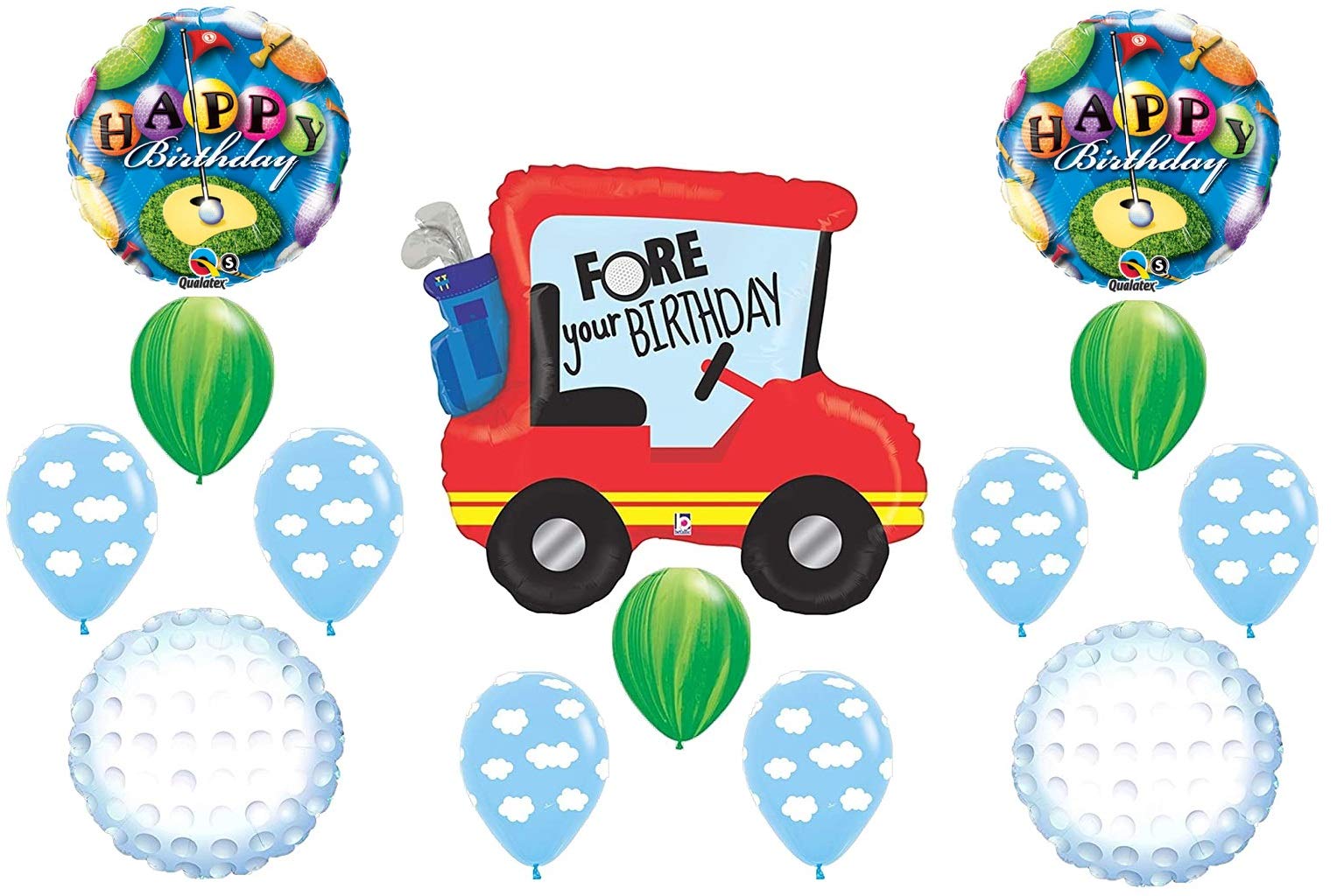 GOLF FORE YOUR Birthday Party Balloons Decoration Supplies Cart Man Clubs Ball