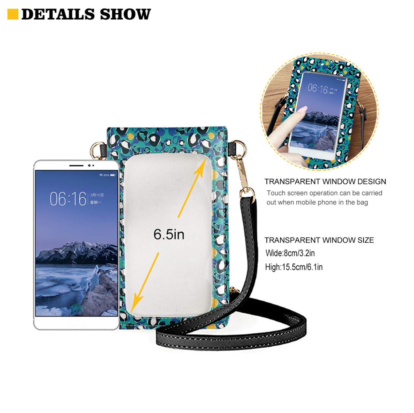 KUIFORTI Butterfly Pattern Touch Screen Purses PU Leather Crossbody Bag for Women Travel Small Shoulder Phone Purse Wallet, Butterfly 2