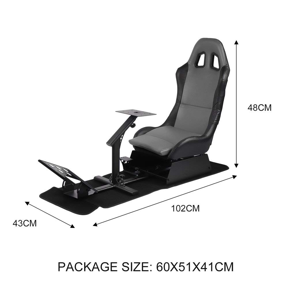 Racing Simulator Seat with Steering Wheel Support Durable Driving Seat (Black)