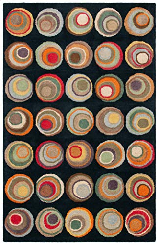 SAFAVIEH Soho Collection 3'6" x 5'6" Black/Multi SOH921A Handmade Modern Abstract Premium Wool Area Rug