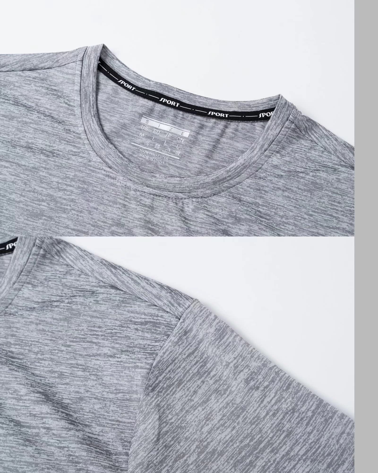 BIYLACLESEN Mens Workout Exercise Shirts Lightweight Quick Dry Running Shirts Crew neck Gym Athletic Shirts for Men Black