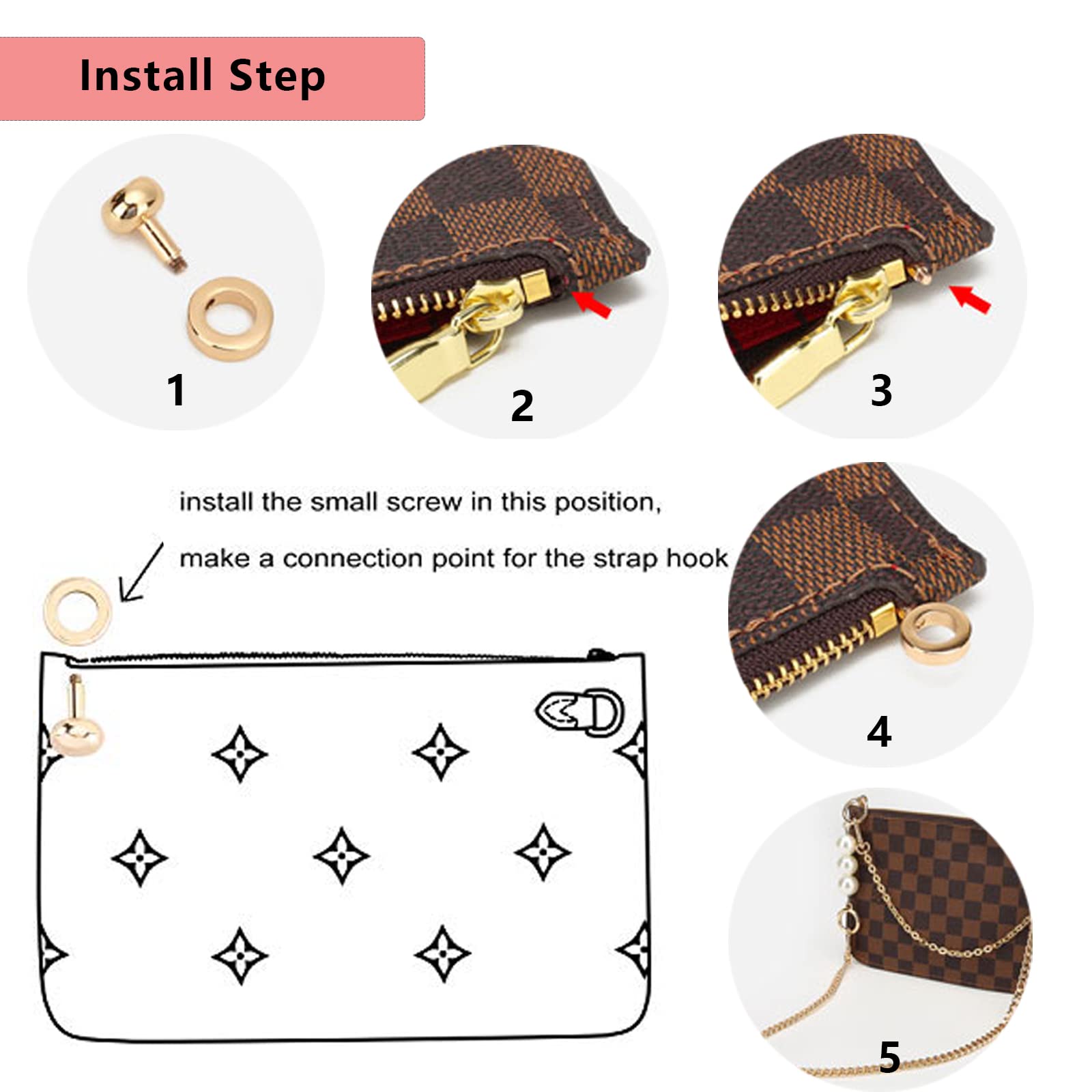 Crossbody Conversion Kit for Neverfull Pouch, Purse Insert Organizer Compatible with LV Neverfull MM GM Pouch, Convert Tote Inner Pochette Into A Crossbody (Beige)