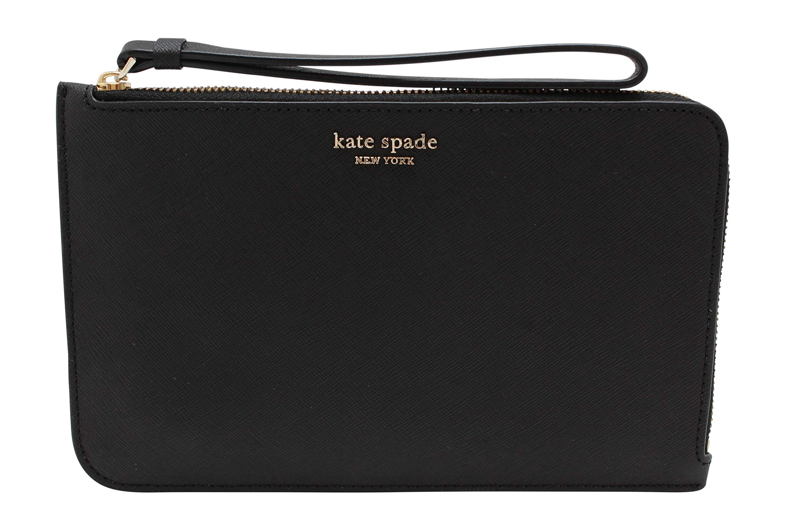 Kate Spade New York Cameron Medium L-Zip Leather Wristlet Pouch Wallet Black