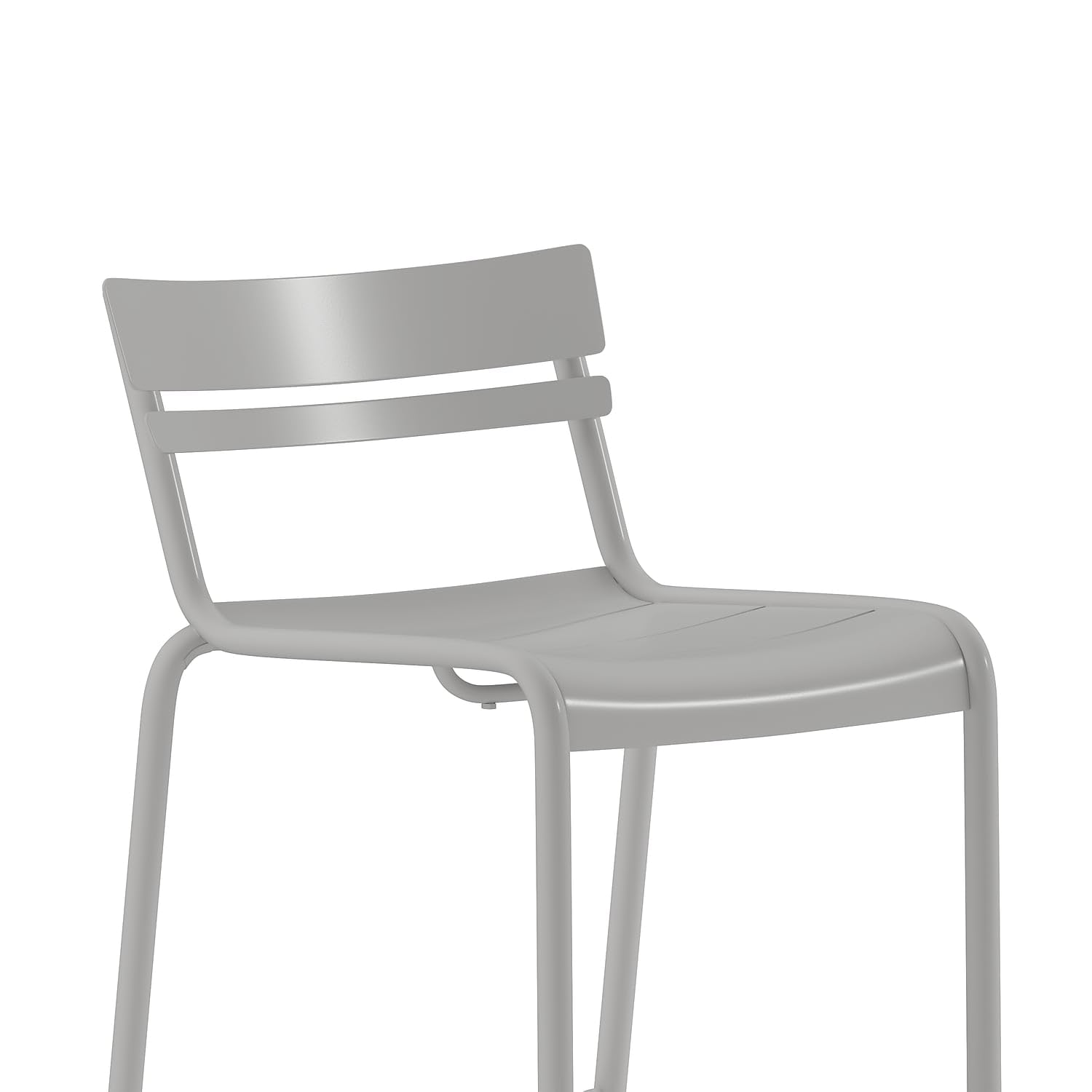 Flash Furniture Nash Commercial Grade Steel Stack Stool, Indoor-Outdoor Bar Stool with 2 Slat Back, Set of 4, Silver