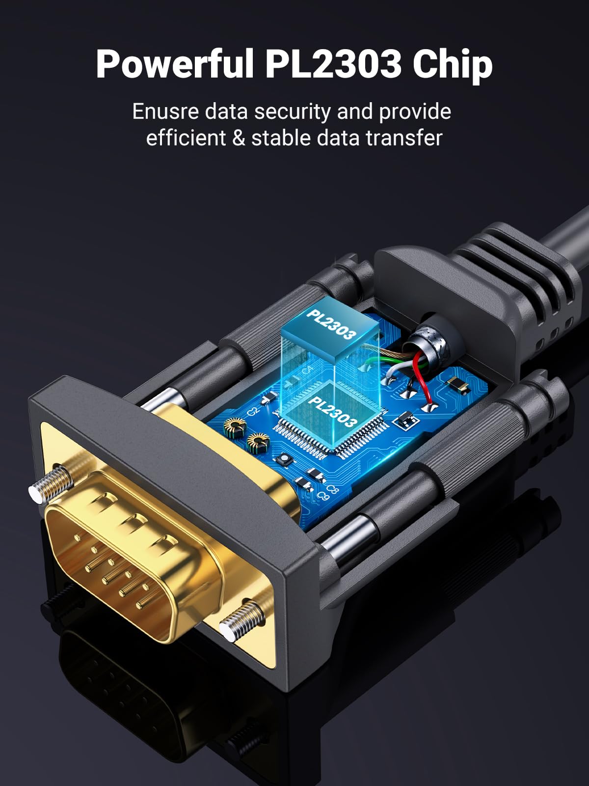 UGREEN 6ft USB to Serial Adapter, Serial to USB Adapter DB9 Male 9 Pin with PL2303 Chipset, PVC jacket, RS232 to USB Cable for Windows 11 10 8.1 8 7 XP Vista, Mac OS, Linux