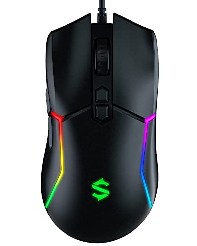 Black Shark Wireless Gaming Mouse, Dual-Mode Wired Computer Mouse with 10000 DPI, Replaceable Honeycomb/Solid Shell, 6 Programmable Buttons, RGB Gamer Mice for Laptop PC Mac, Mako M1