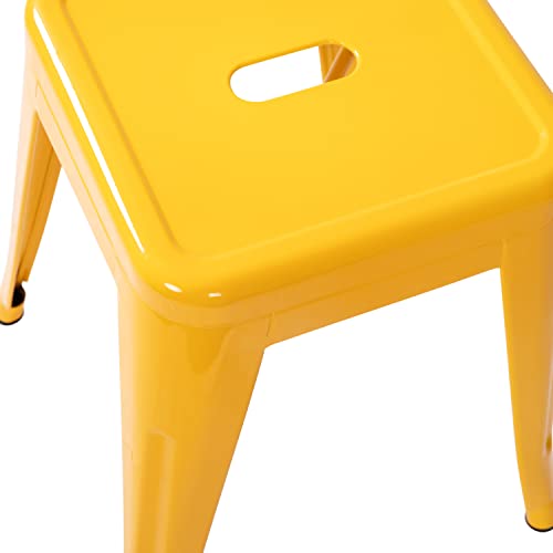 Flash Furniture Metal Dining Table Height Stool - Backless Yellow Kai Commercial Grade Stool - 18 Inch Stackable Dining Chair - Set of 4