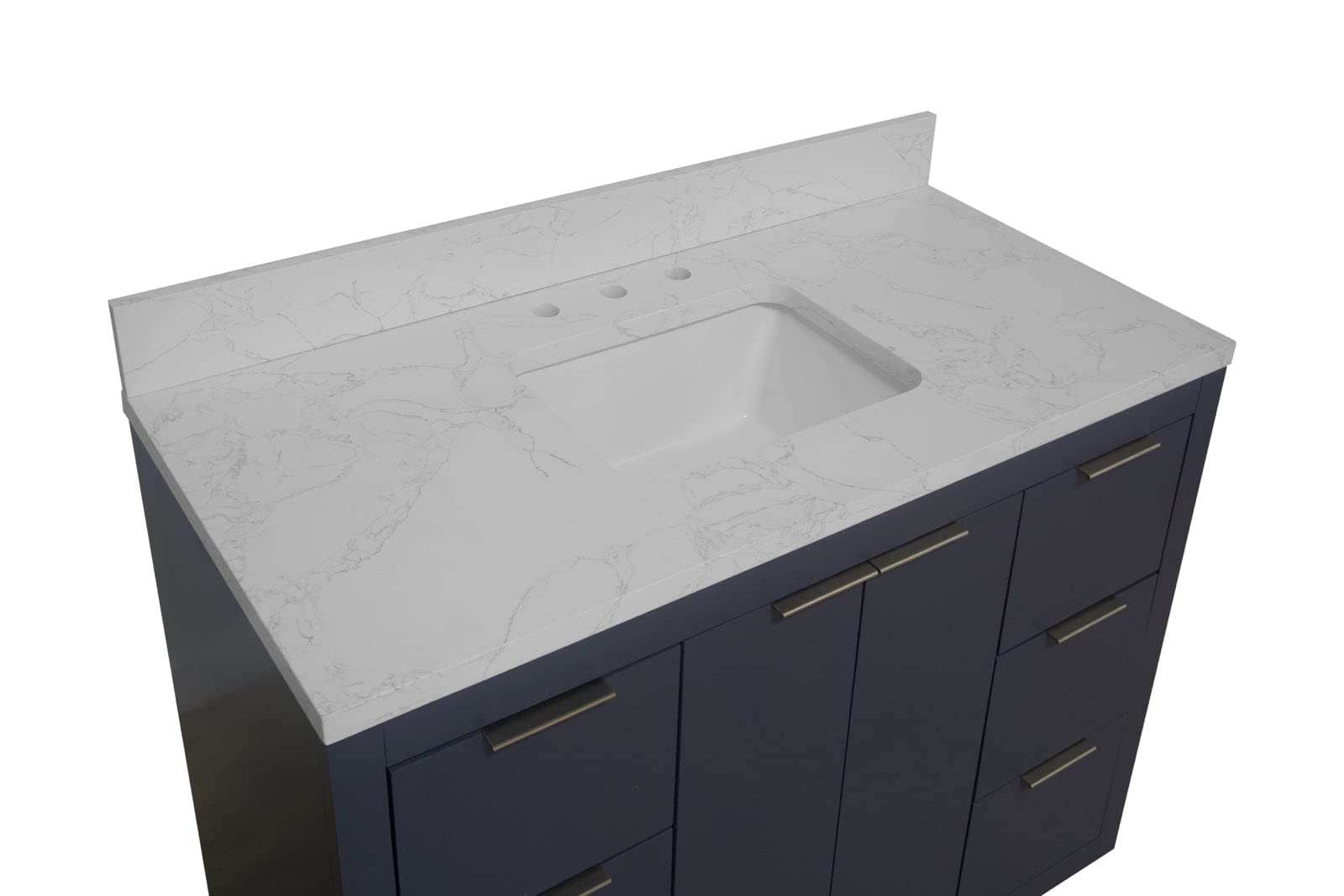 Stockholm 48-inch Bathroom Vanity (Engineered Marble/Marine Gray): Includes Marine Gray Cabinet with Engineered Marble Countertop and White Ceramic Sink