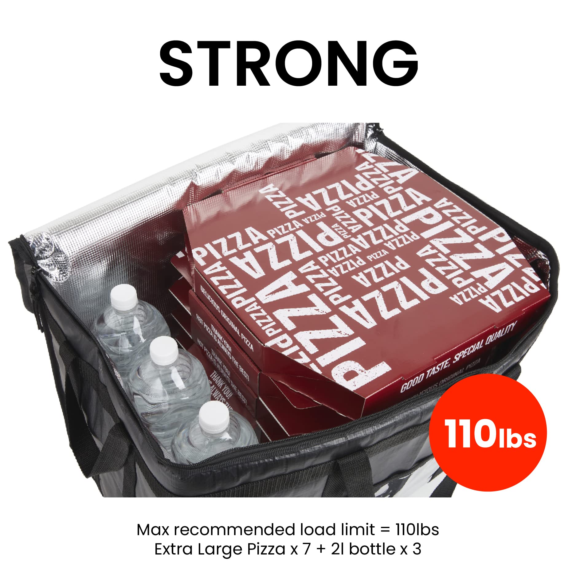 NZ HOME 3XL Insulated Cooler Bag for Food Delivery & Grocery Shopping with Zippered Top, Black (1 pack)