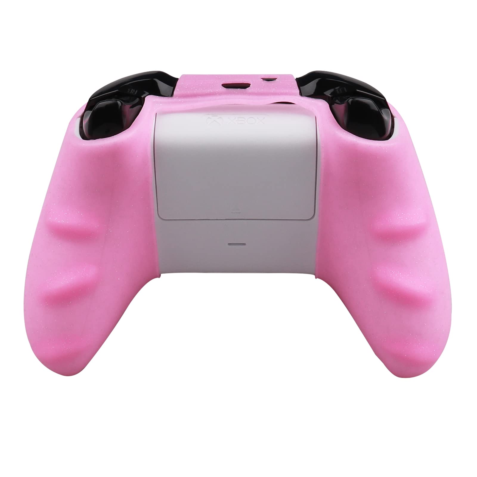 RALAN Glitter Controller Skin for Xbox One, Anti-Slip Silicone Controller Cover Protector Compatible for Xbox 1 Wireless/Wired Gamepad Joystick with 4 Thumb Grips Caps and Black Pro Thumb Grip x 8