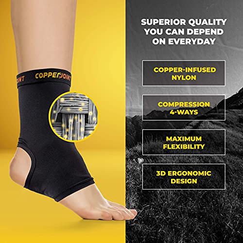 CopperJoint Arch Support for Plantar Fasciitis Relief - Ankle Compression Sleeve for Foot Pain Relief and Achilles Tendon Support - Breathable Copper Infused Nylon (Medium)