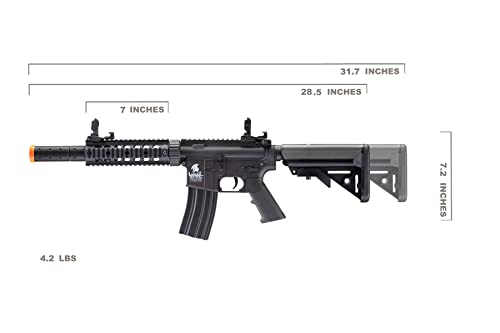 Lancer Tactical Gen 2 Airsoft Rifle SD M4 GEN 2 Polymer- Electric Full/Semi-Auto Airsoft AEG Rifle with 0.20g BBS, Charger and Battery (Black High FPS)