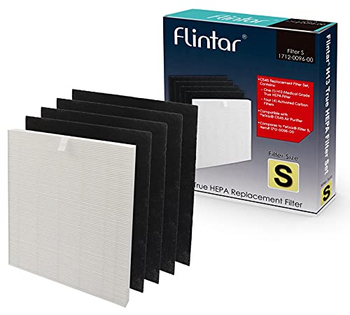Flintar C545 True HEPA Replacement Filter S, Compatible with Winix C545 Air Purifier, Compares to Winix S Filter 1712-0096-00, 1 H13 Grade True HEPA + 4 Activated Carbon Filters