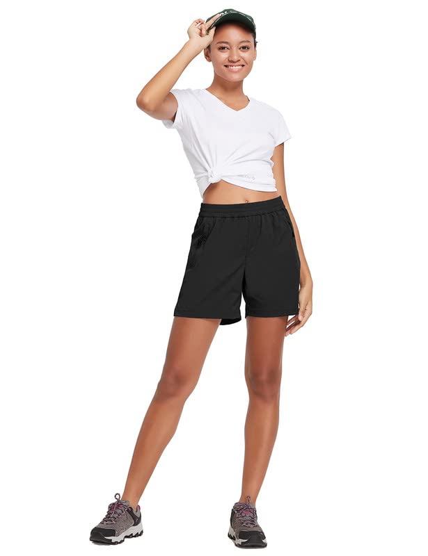 BALEAF Women's 5" Athletic Hiking Shorts Running Zipper Pockets Quick Dry Lightweight for Summer Golf Workout UPF 50+ Dark Grey Size S