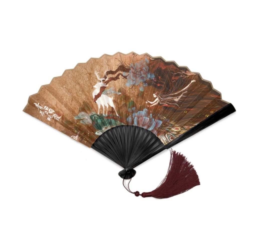 Chinese Fan Vintage Xuan Paper Fans With Gift Box, Foldable Bamboo Folder For Chinese Men And Women Fan Japanese Fan (Color : Onecolor, Size : 16.7cm)