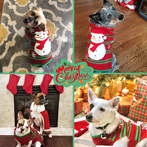 HOTUMN Dog Clothes Snow Sweaters Snowman Sweaters Xmas Dog Holiday Sweaters New Year Christmas Sweater Pet Knit Clothes for Small Medium Dog (Large, Snowman)