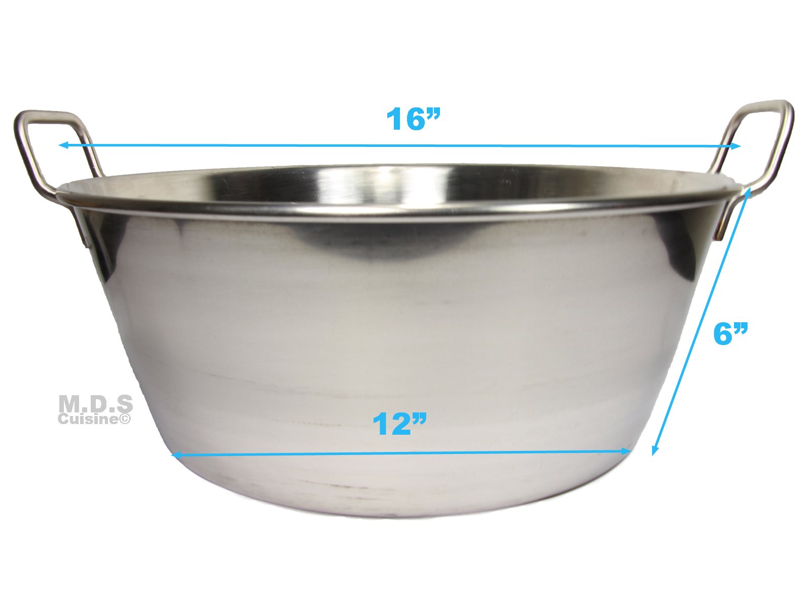 Cazo Stainless Steel Large 16" Heavy Duty Caso Para Carnitas Acero Inoxidable- Flat Surface